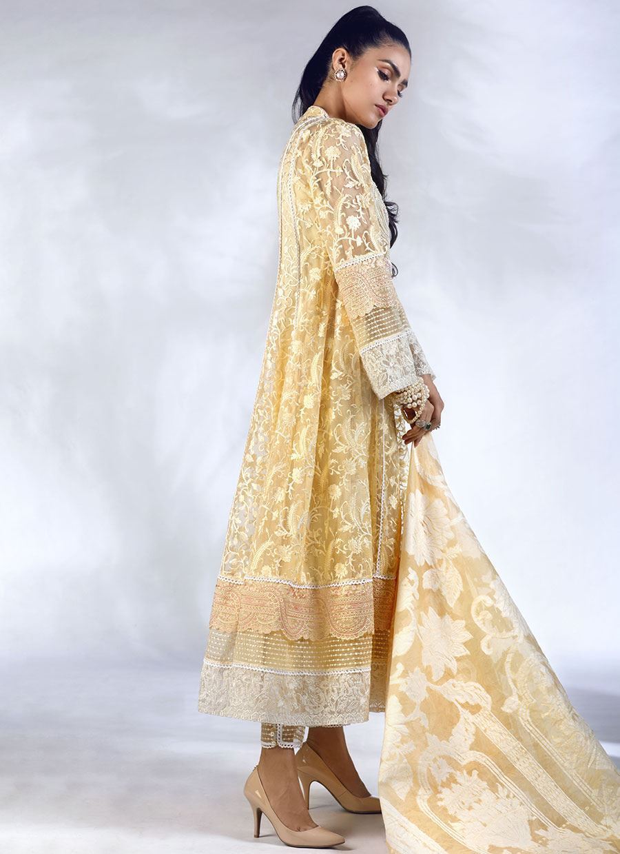 Canary yellow kalidaar with dupatta | Farah Talib Aziz