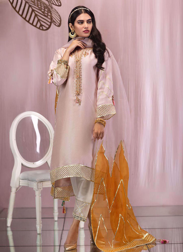 Petal pink gota shirt with Timeless Appeal | FTA