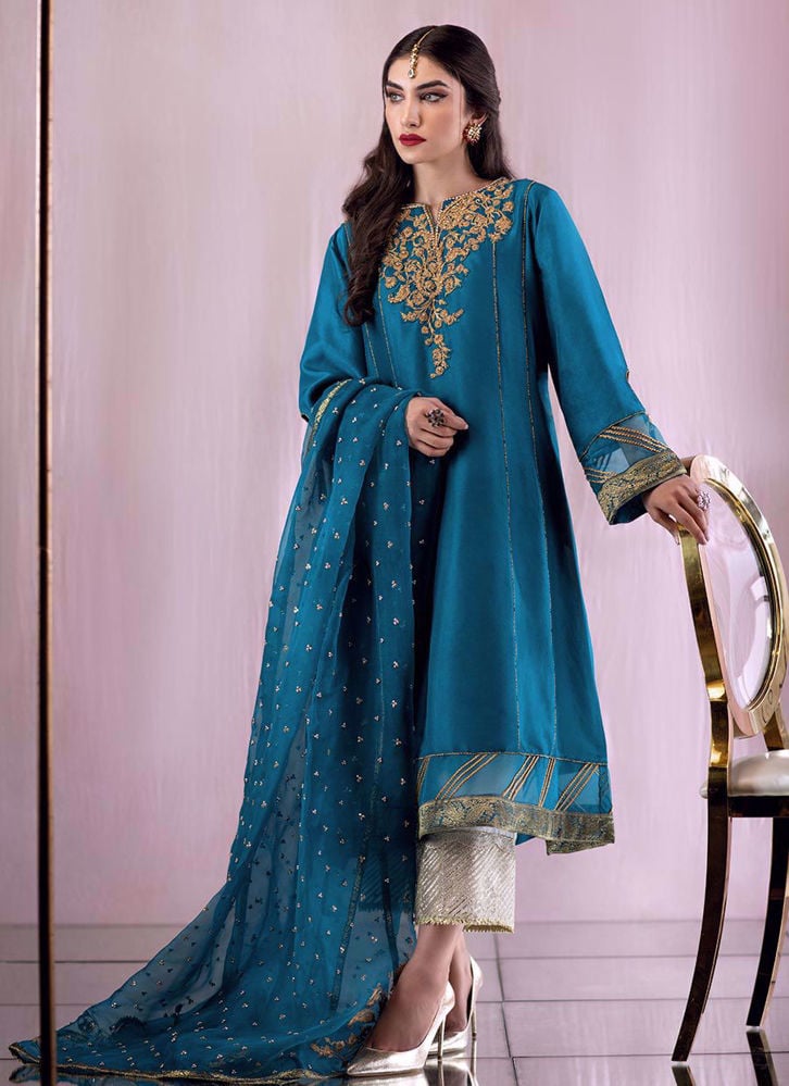 Narmeen Turquoise KalidaarLuxury Designer Clothing | High-End Pret ...