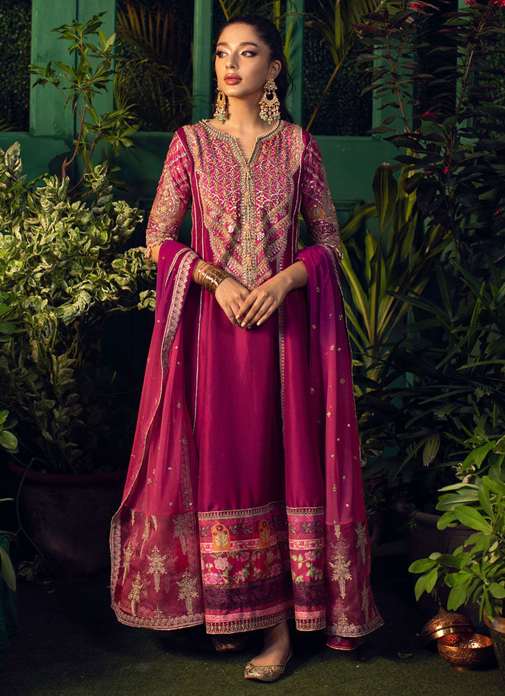 Marjaan Purple Kalidaar With Slits with Fine Embroidery