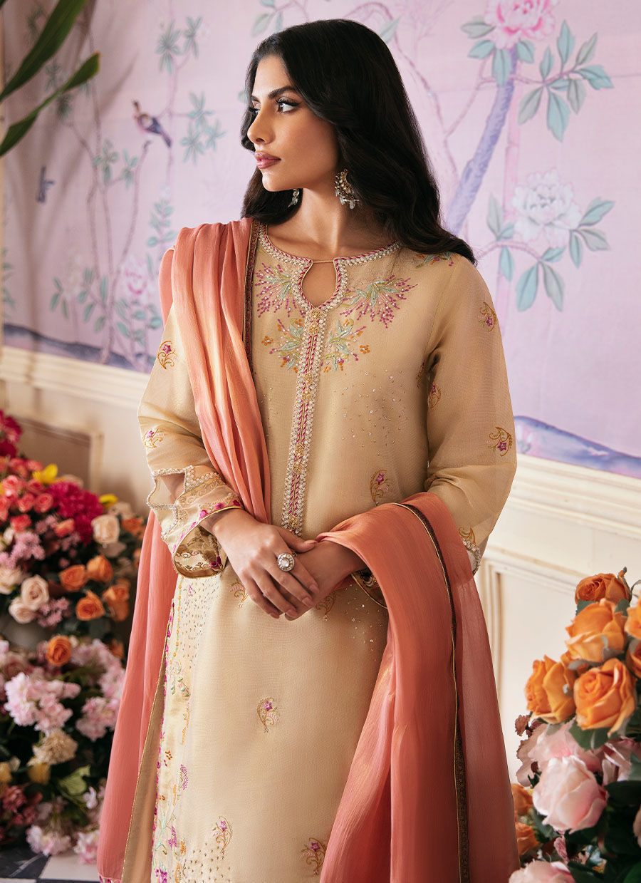 Narood Gold Shirt And Dupatta - Farah Talib Aziz