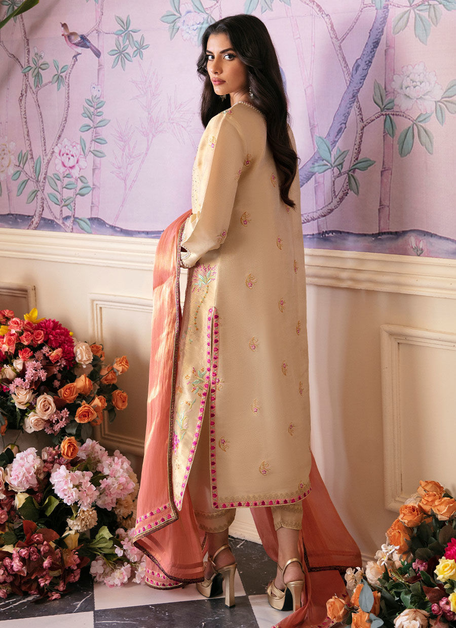 Narood Gold Shirt And Dupatta with Modern Styling | FTA