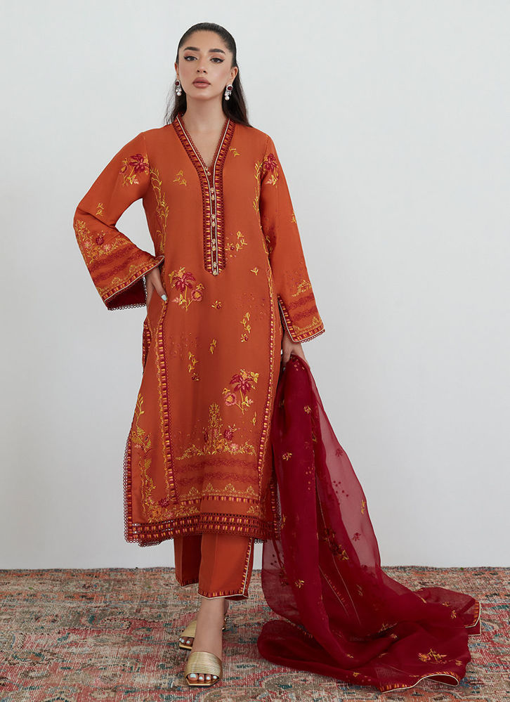 Ginger Rust Embroidered pants only - copy | Farah Talib Aziz